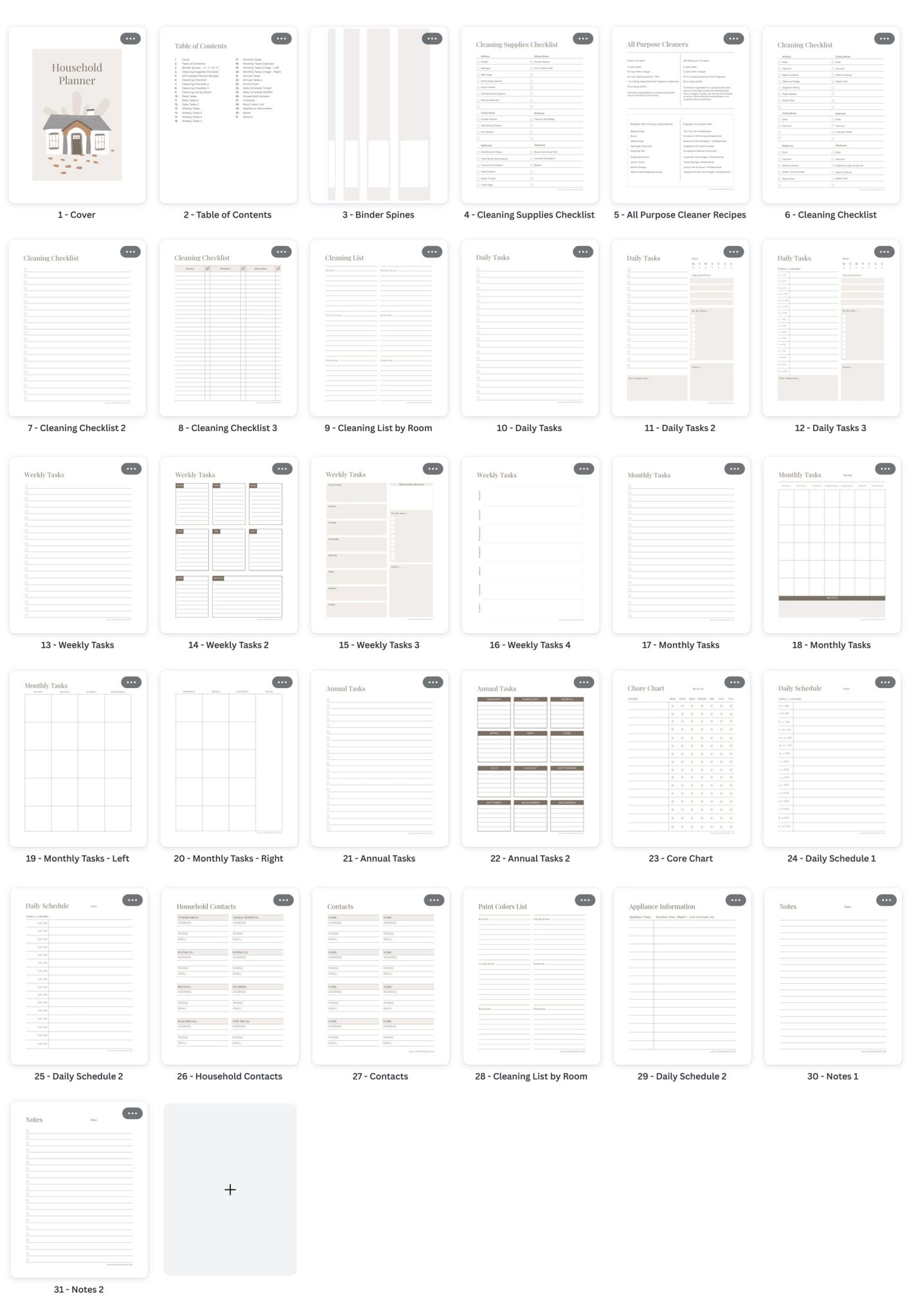 Household Planner Template Canva PLR