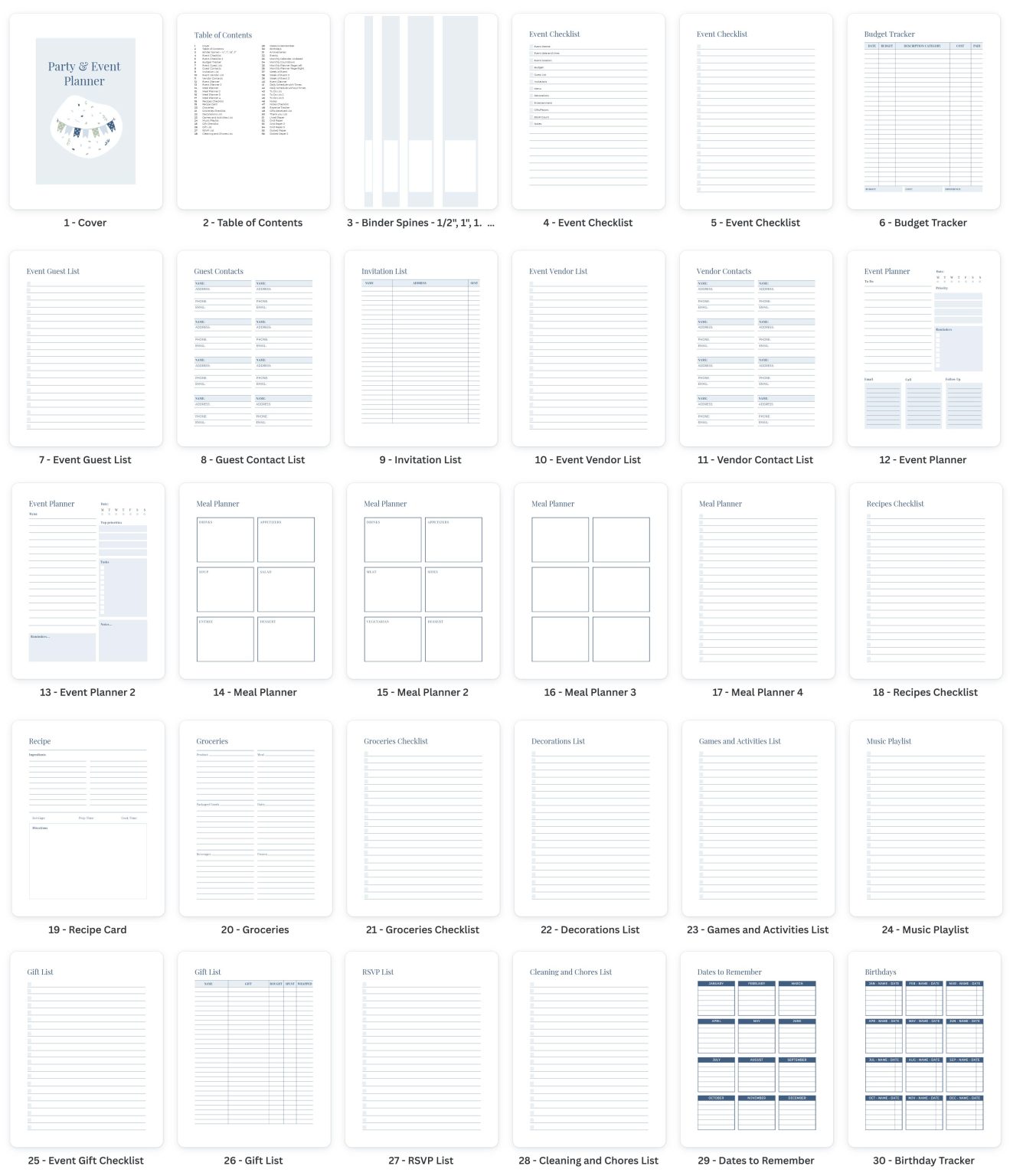 Printable Party & Event Planner